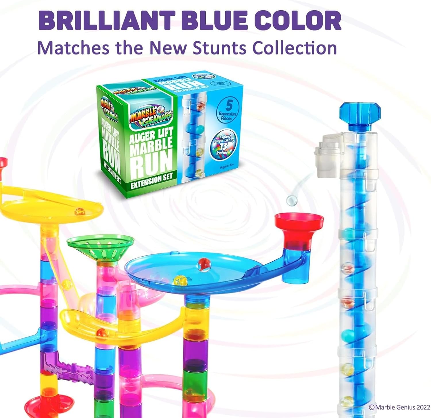 Marble Genius Marble Run Auger Lift Extension Blue – liquidation.store
