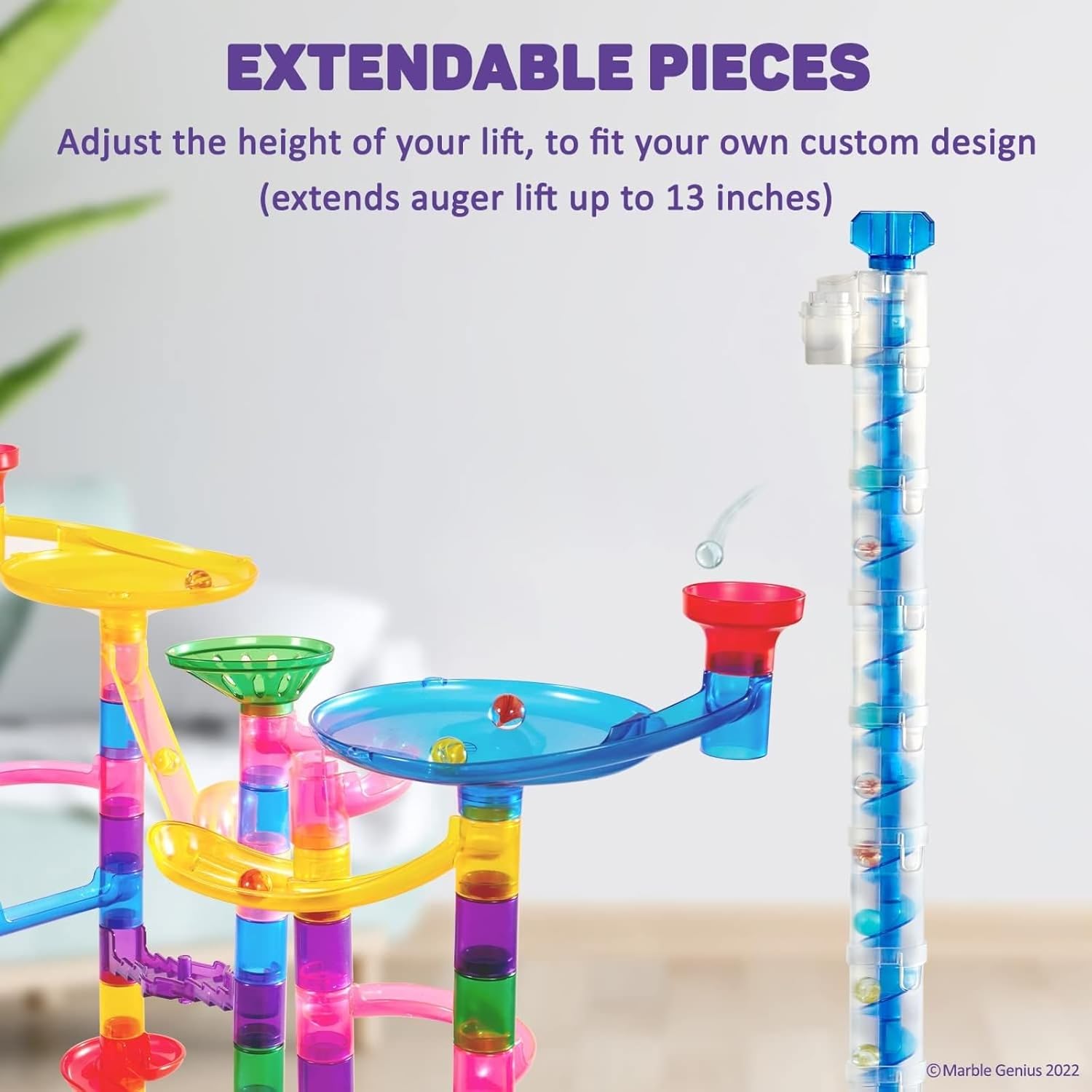 Marble Genius Marble Run Auger Lift Extension Blue – liquidation.store