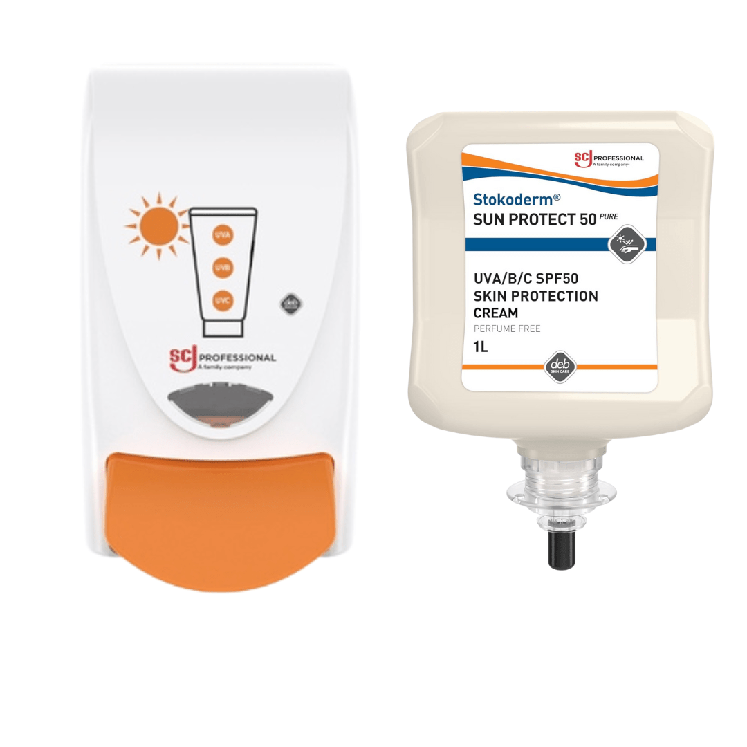 Suncream Dispenser & Deb SCJ Stokoderm Sun Protect Sun Cream Factor 50 ...