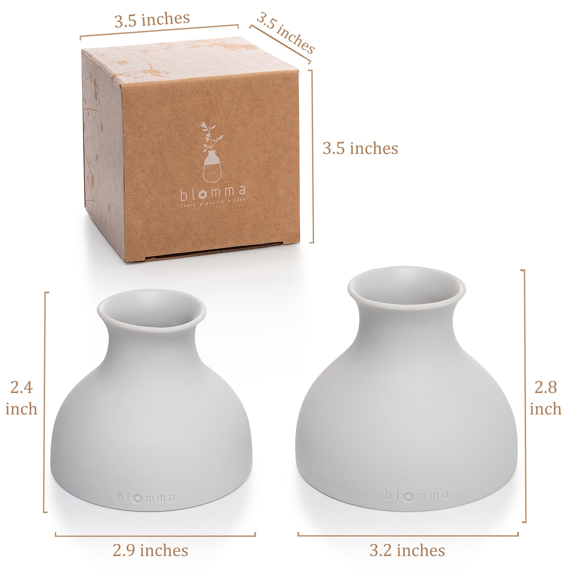 Blomma 2 Pcs Grey Small Flex Topper Vase Lids for Glass – Modern Flowe ...